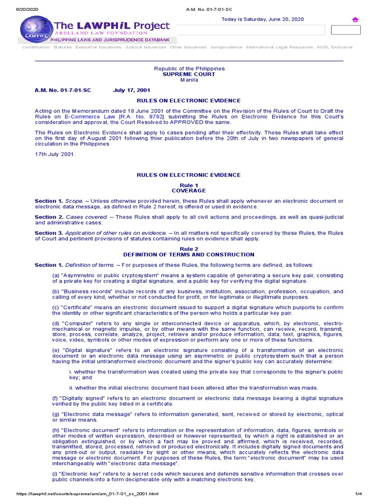 Electronic Evidence Rule | PDF | Affidavit | Evidence (Law)