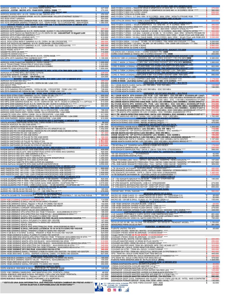 Lista MR PC | PDF | Hardware de la computadora | Arquitectura de ...