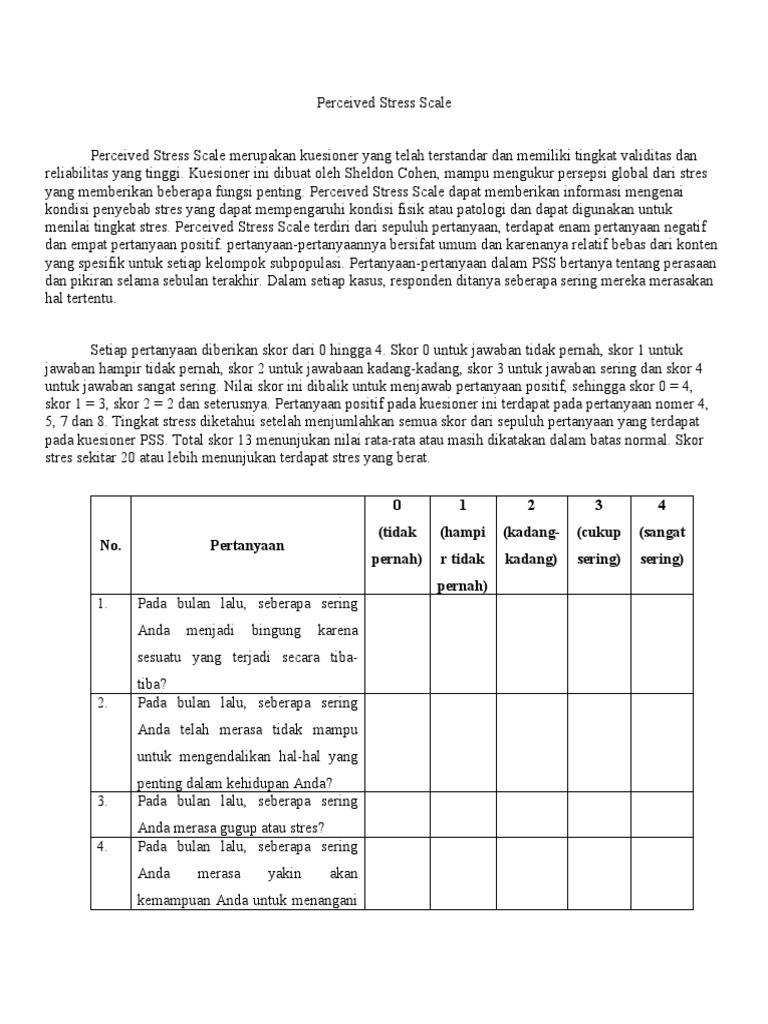Perceived Stress Scale | PDF