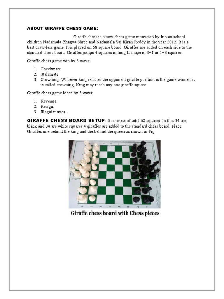 About Giraffe Chess Game | PDF | Chess | Abstract Strategy Games