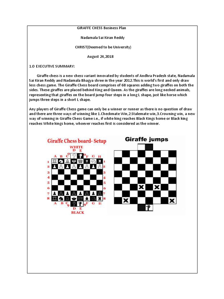 GIRAFFE CHESS Business Plan | PDF | Chess | Abstract Strategy Games
