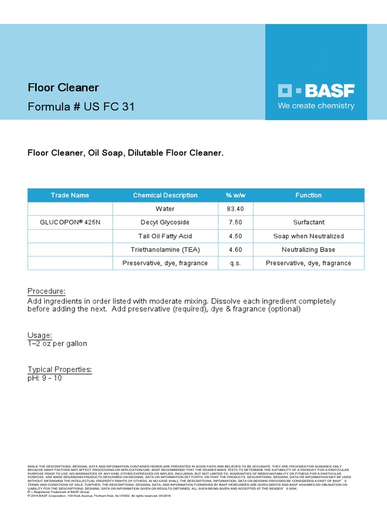Floor Cleaner (Formulation #US FC 31) PDF | PDF