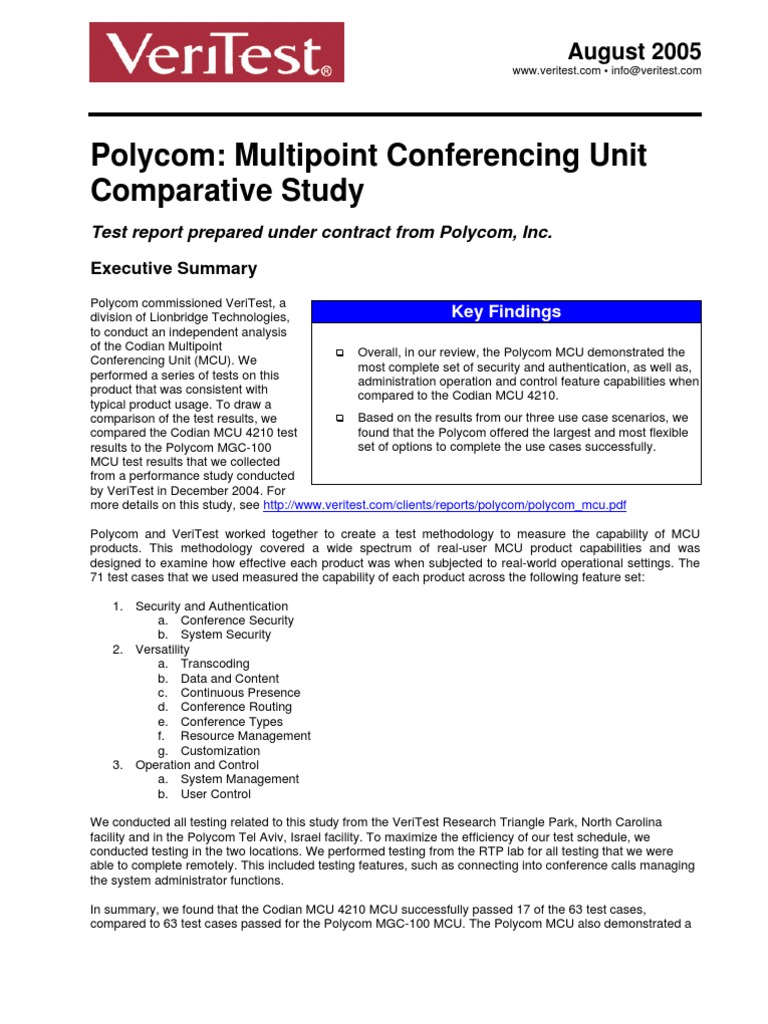 MCU Comparison Study | PDF | Password | Conference Call
