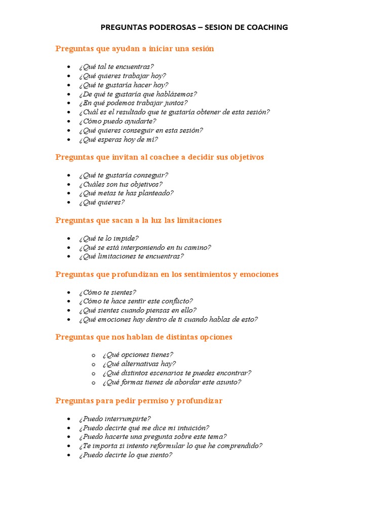 Preguntas Poderosas - Coaching | PDF | Science | Ciencia y Tecnología