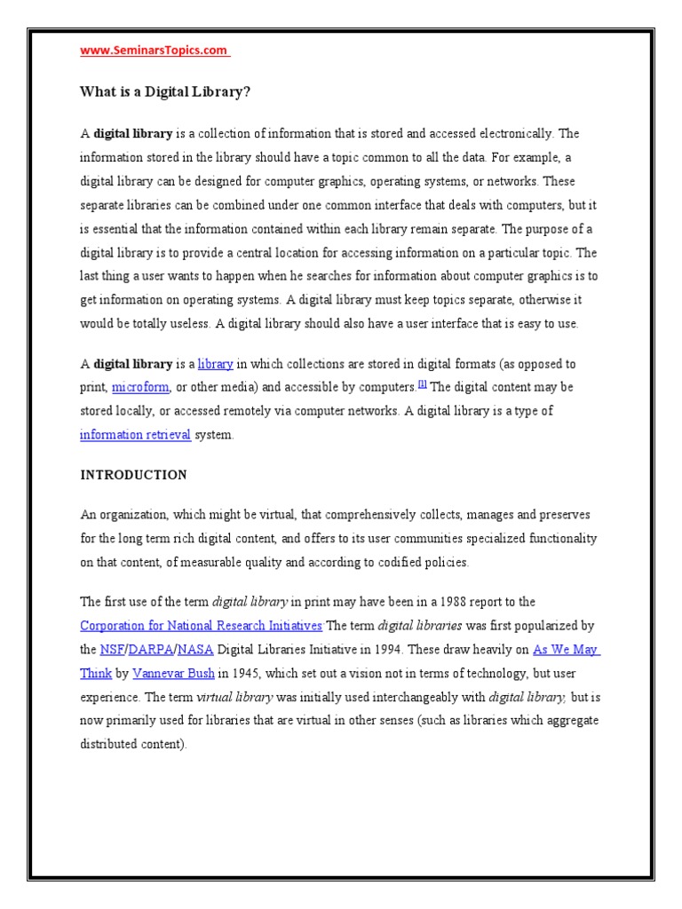 What Is A Digital Library? | PDF | Digital Library | Computer Data