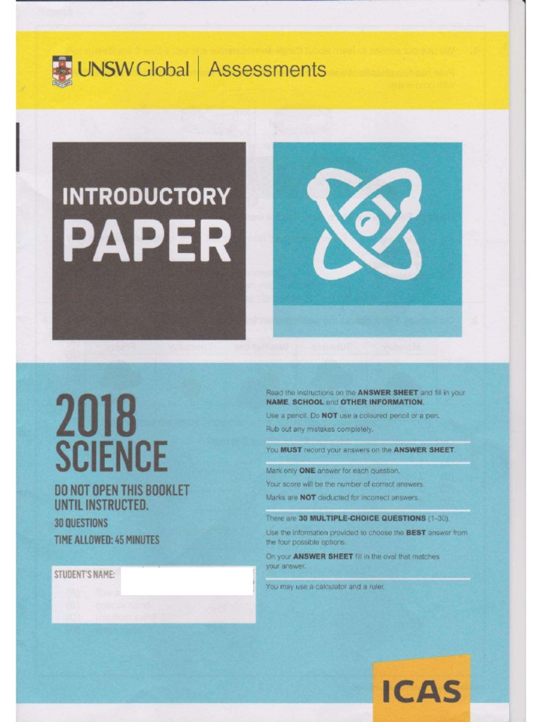 ICAS Science Y2 2018 With Answers | PDF