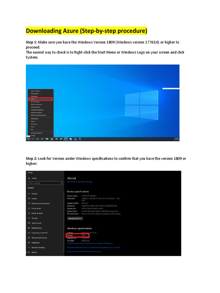Downloading Azure (Step-By-Step Procedure) | PDF