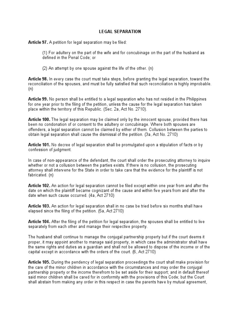 Legal Separation | PDF | Marriage | Ethical Principles