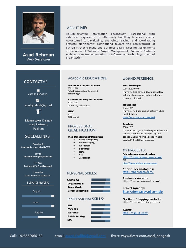 Asad Updated CV | PDF | Word Press | World Wide Web
