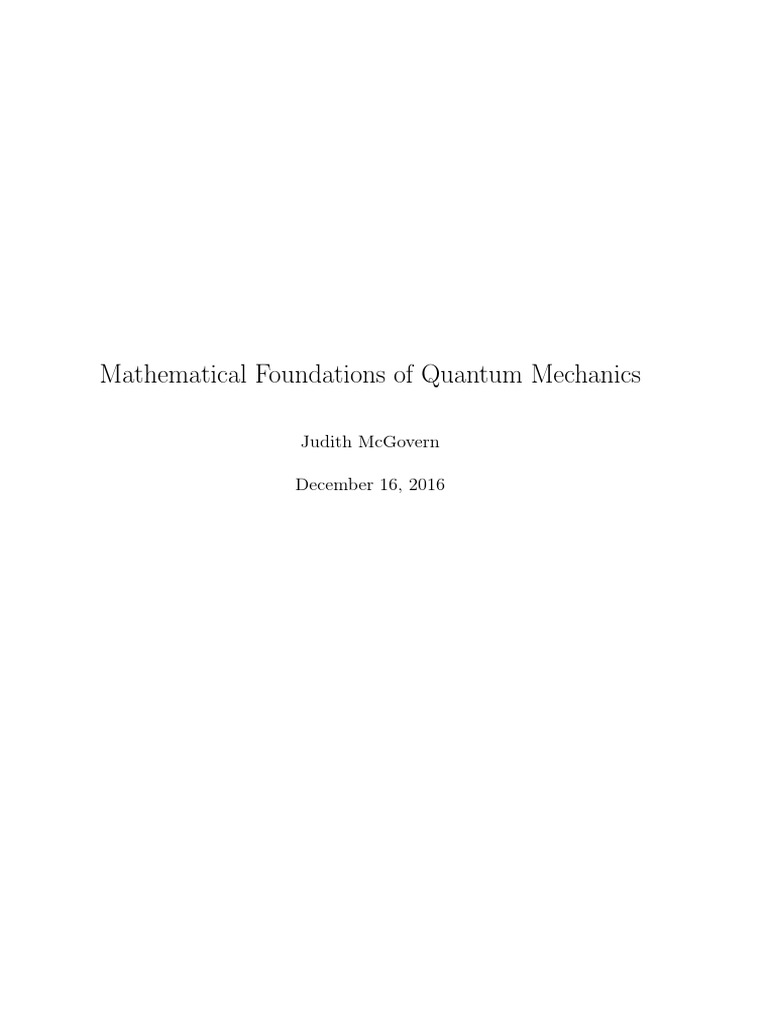 Mathematical Foundations of Quantum Mechanics | PDF | Eigenvalues And Eigenvectors | Basis ...