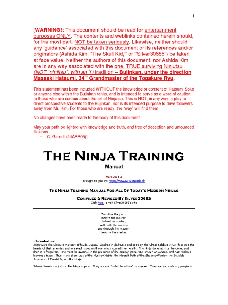 Ninja - The Ninja Training Manual - Learn Ninjitsu! | PDF | Weight Training | Ninja