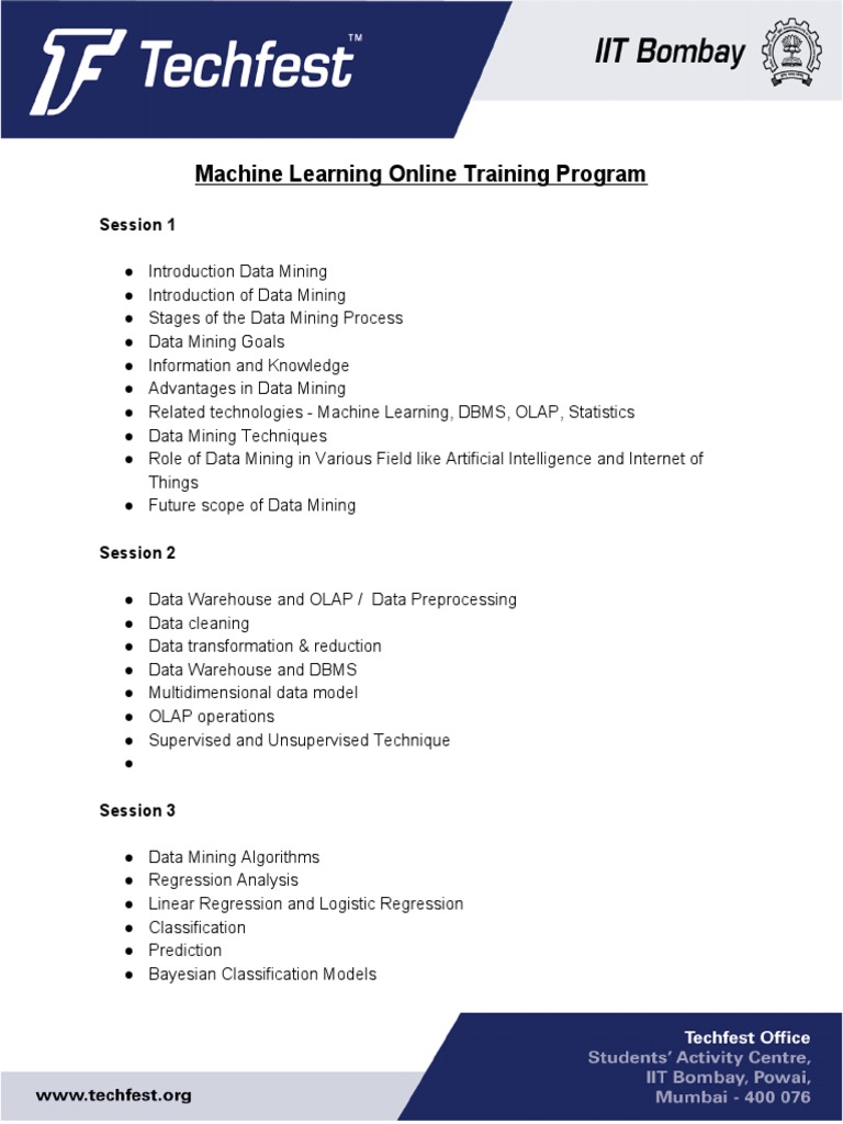 Machine Learning Online Training Program: Session 1 | PDF