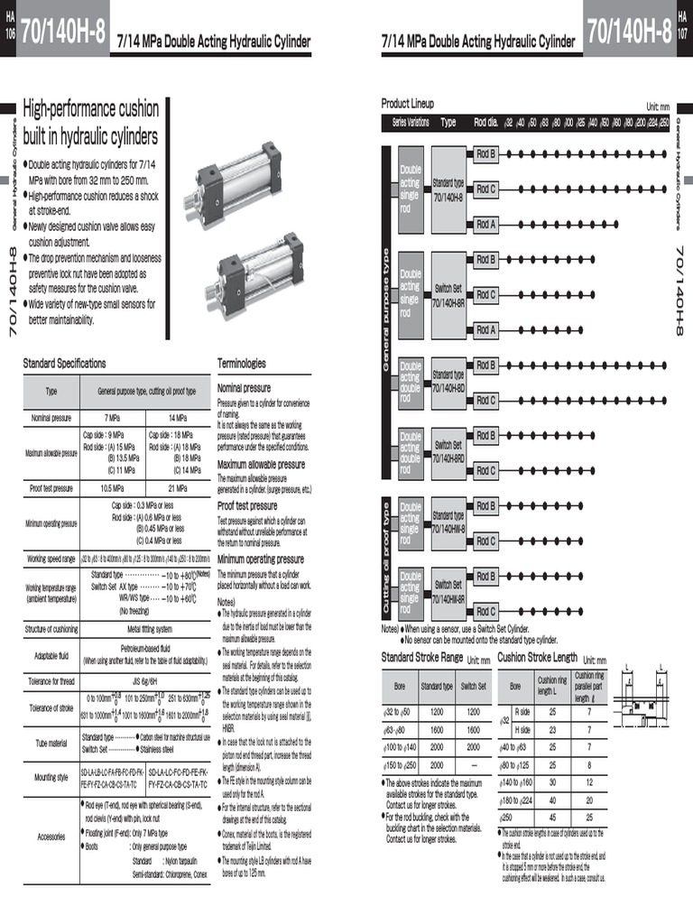 70 - 140H - 8 - HYD Cylinder PDF | PDF | Mechanical Engineering | Nature