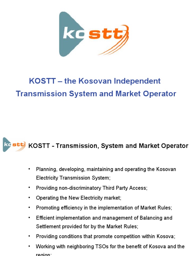 KOSTT - The Kosovan Independent Transmission System and Market Operator ...
