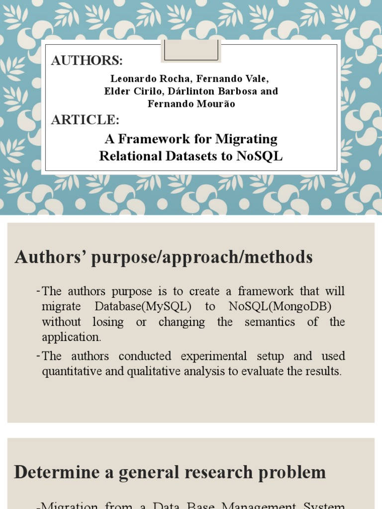 Report Migrating Relational Database To Nosql Download Free Pdf No Sql Databases