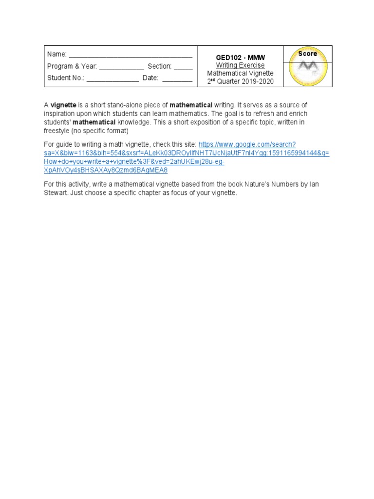 Name: - Program & Year: - Section: - Student No.: - Date: - Writing ...