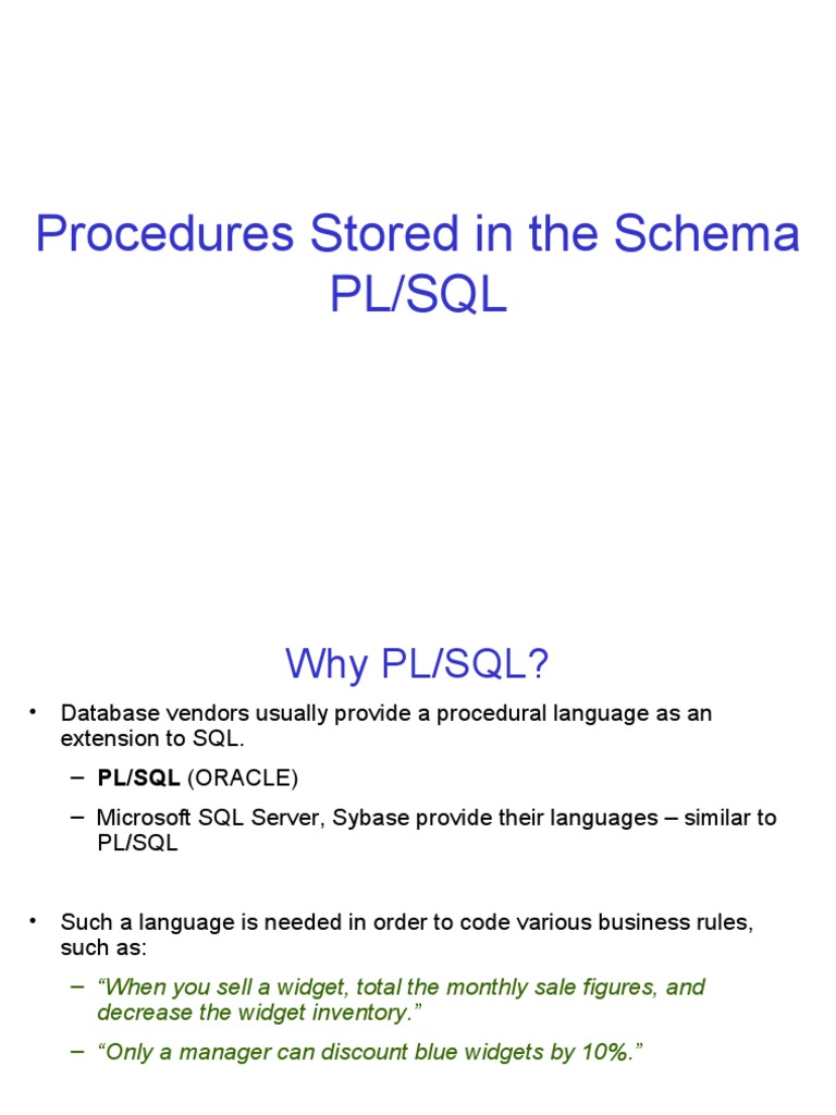 Procedures Stored in The Schema PL/SQL | PDF | Pl/Sql | Control Flow