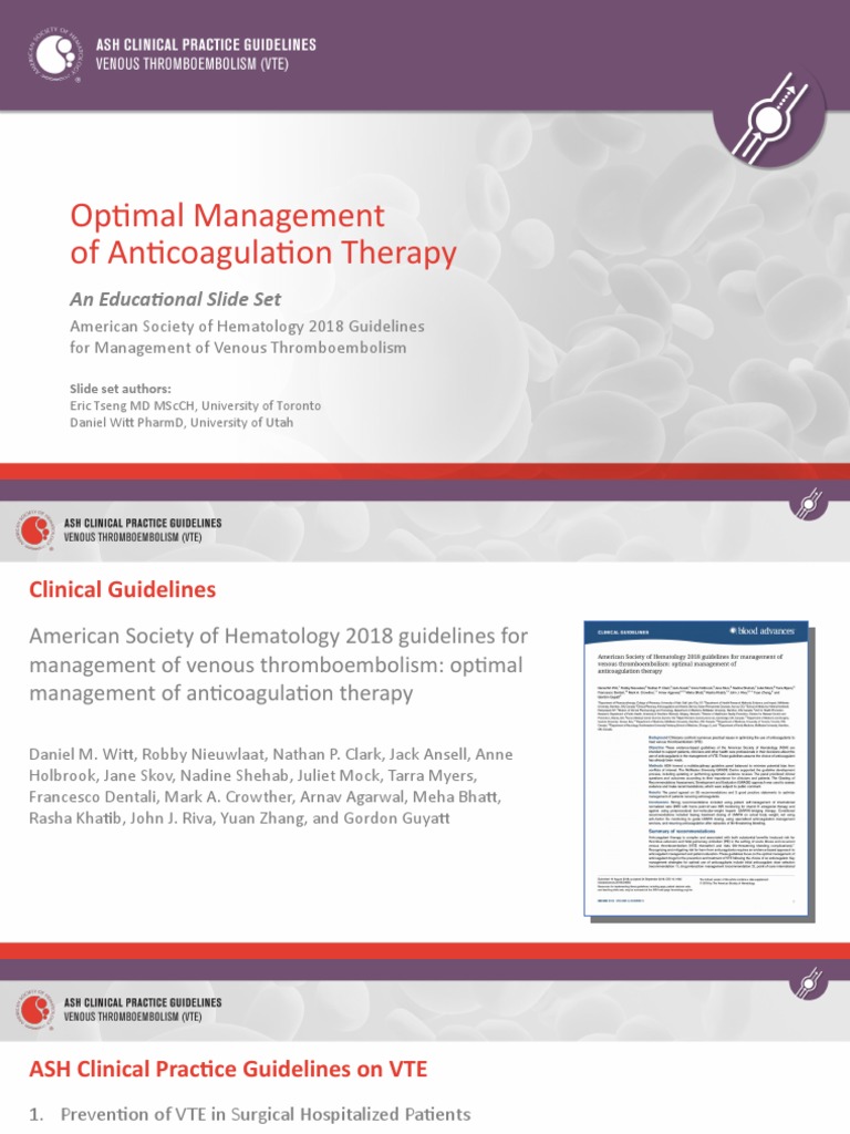 Optimal Management of Anticoagulation Therapy: An Educational Slide Set ...