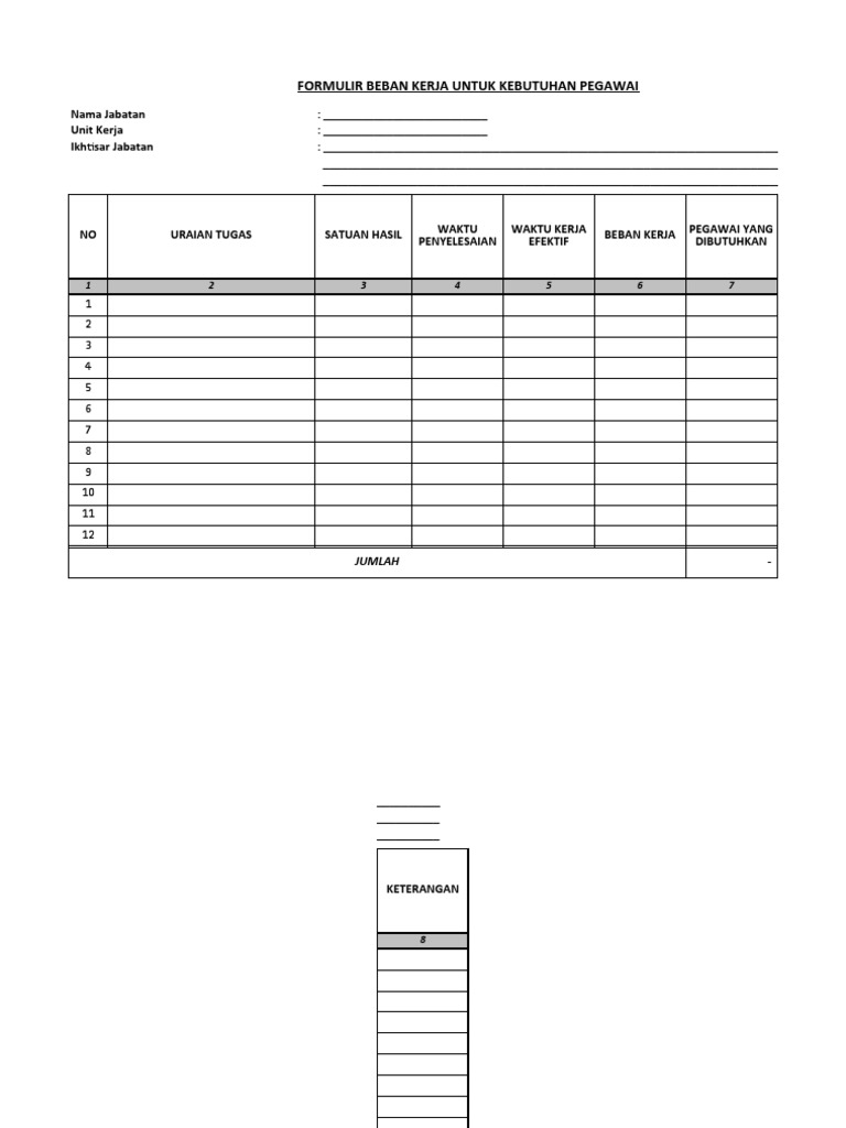 02 Contoh Form Analisis Beban Kerja - Guru Mapel | PDF