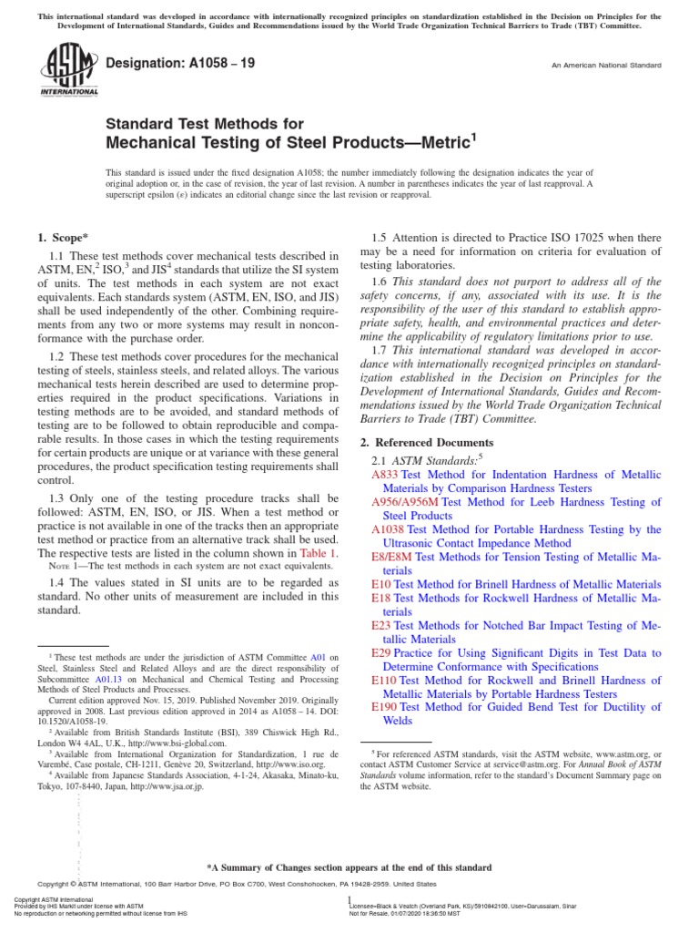 ASTM A1058 - Standard Test Methods For Mechanical Testing of Steel ...