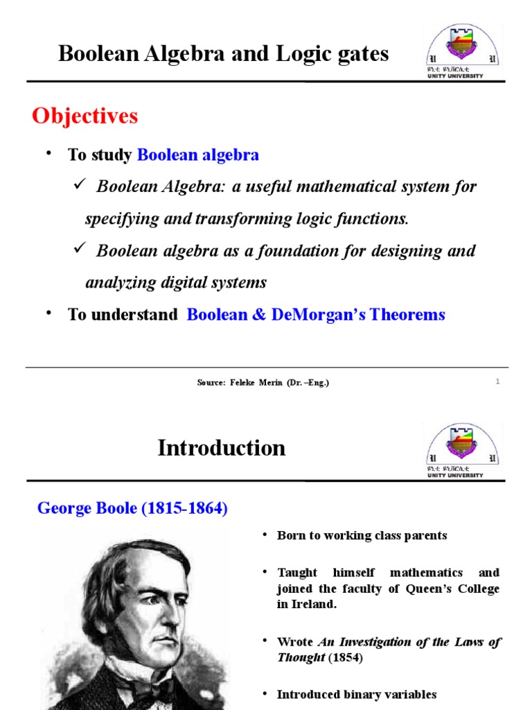 Boolean Algebra and Logic Gates: Objectives | PDF | Boolean Algebra ...