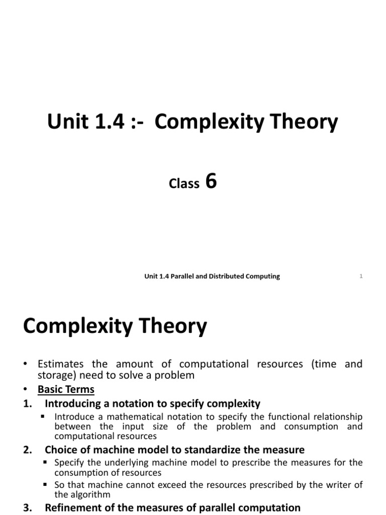 Unit 1.4:-Complexity Theory 6: Class | PDF | Computational Complexity ...