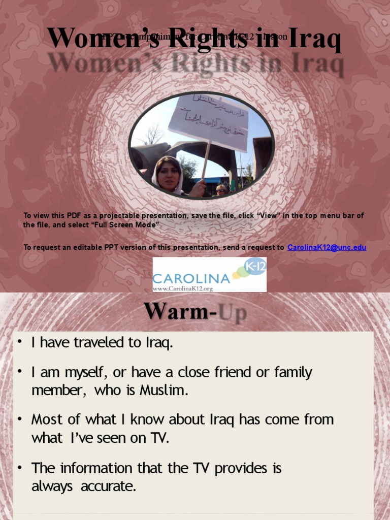 Women's Rights in Iraq: PPT Accompaniment For Carolina K-12's Lesson ...