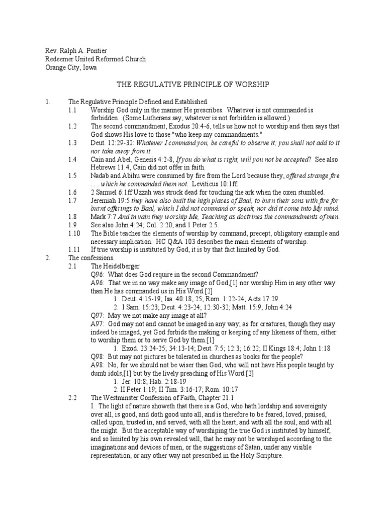 Regulative Principle of Worship | PDF | Ten Commandments | God