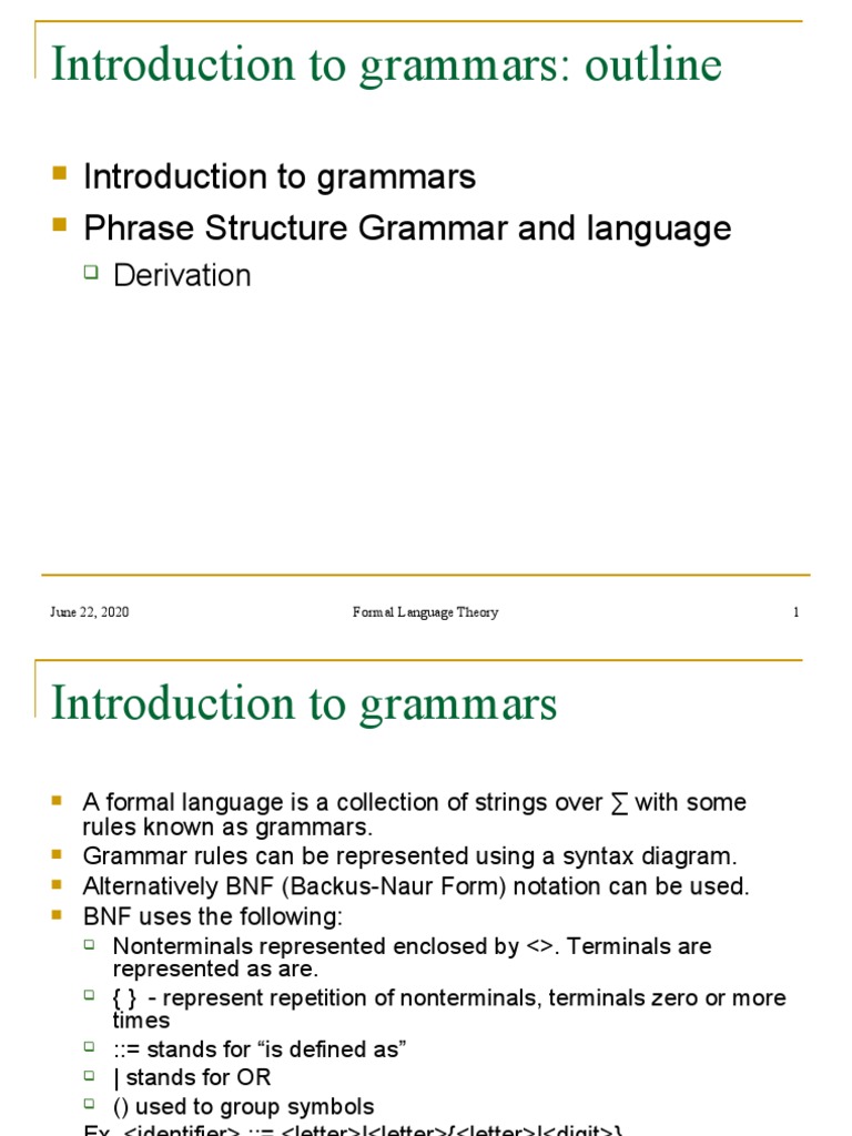 Introduction To Grammars Phrase Structure Grammar and Language | PDF ...