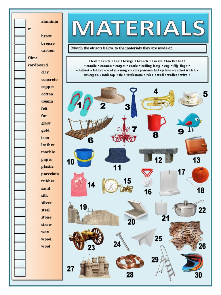 Objects and Their Materials Worksheet | PDF