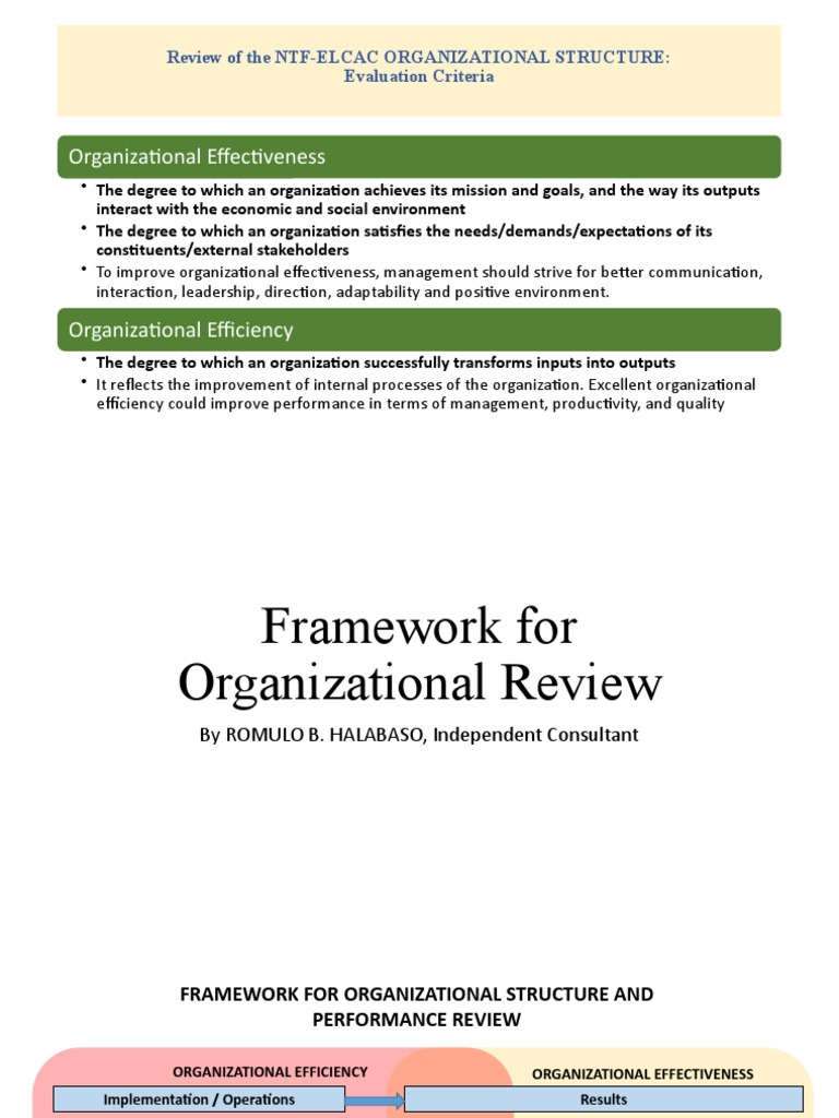 Organizational Effectiveness: Review of The Ntf-Elcac Organizational ...