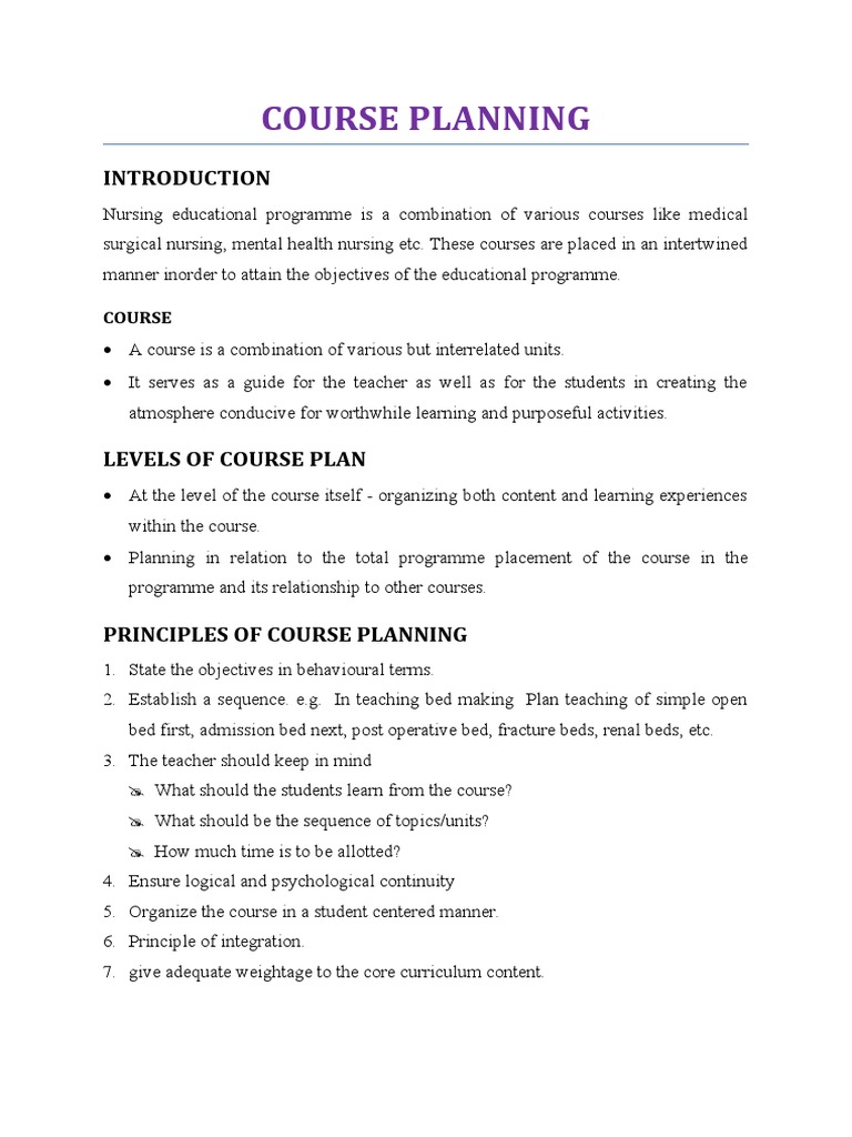 Course Planning | PDF | Teachers | Lesson Plan