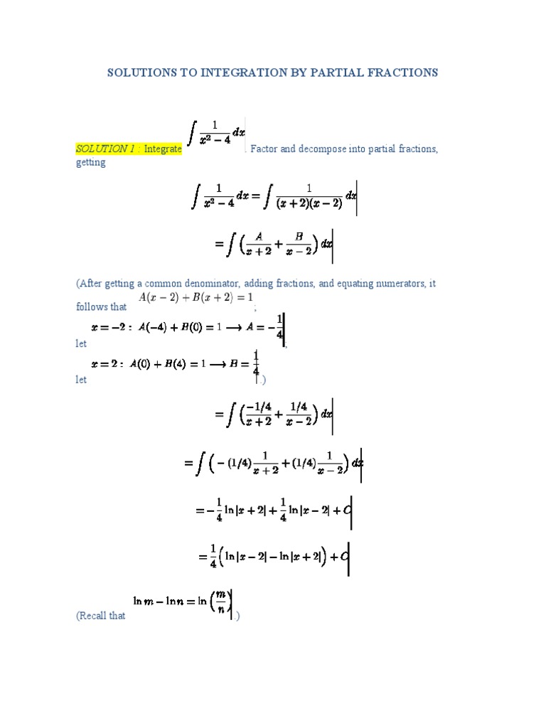 Partial Fractions Integration Guide | PDF | Mathematics | Computational ...