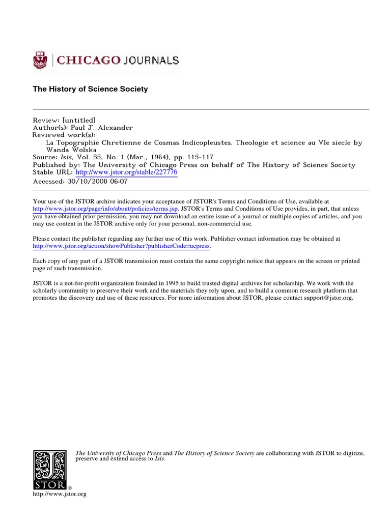 Alexander, Rev. of Wolska-Conus, Cosmas Indicopleustes | PDF ...