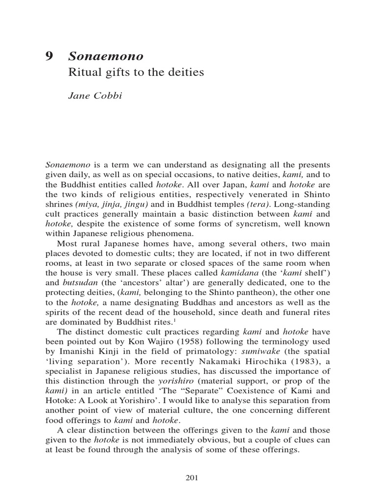 Sonaemono - Ritual Gifts To The Deities 1 | PDF | Shinto | Foods