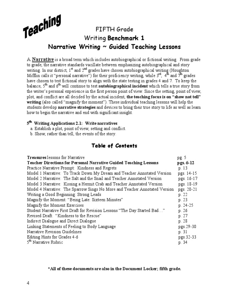 5th Grade Narrative Writing Lessons | PDF | Narrative | Body Language
