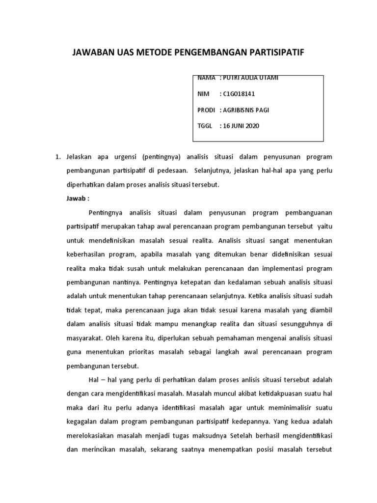 Metode Pengembangan Partisipatif | PDF
