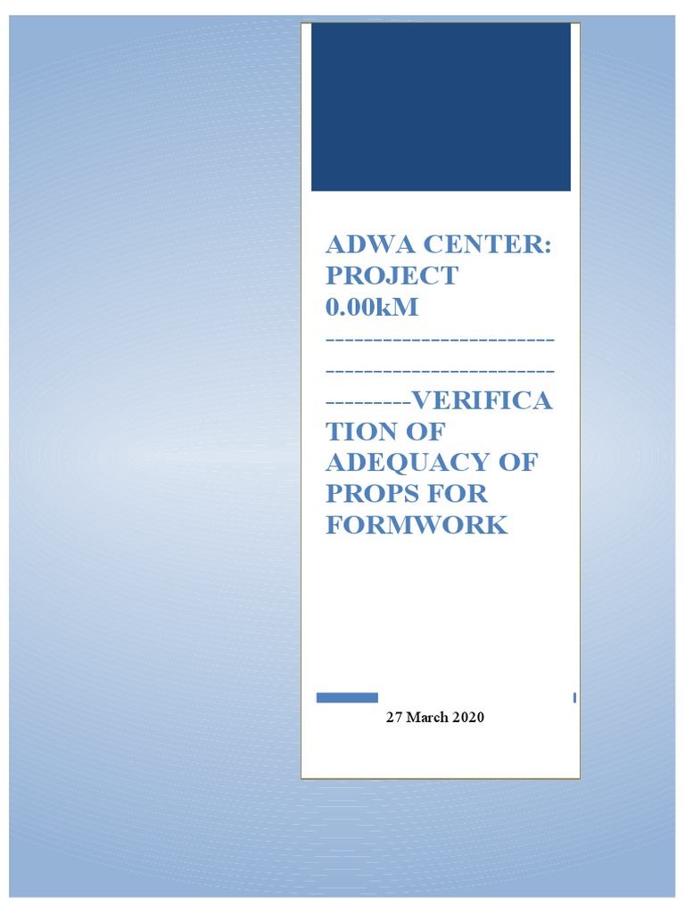 Adwa Center: Project 0.00kM - VERIFICA Tion of Adequacy of Props For ...