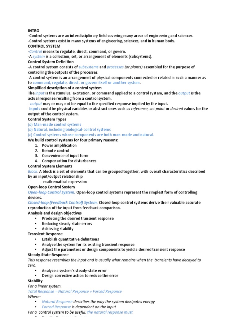 Intro | PDF | Control Theory | Control System