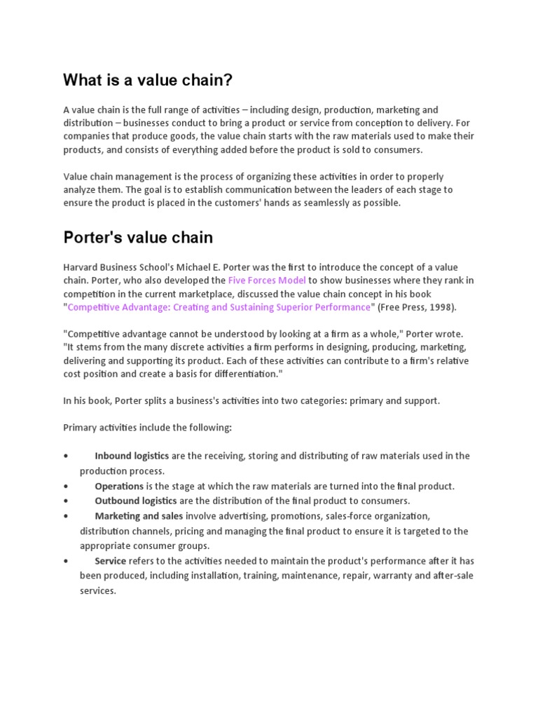 What Is A Value Chain | PDF | Value Chain | Competitive Advantage
