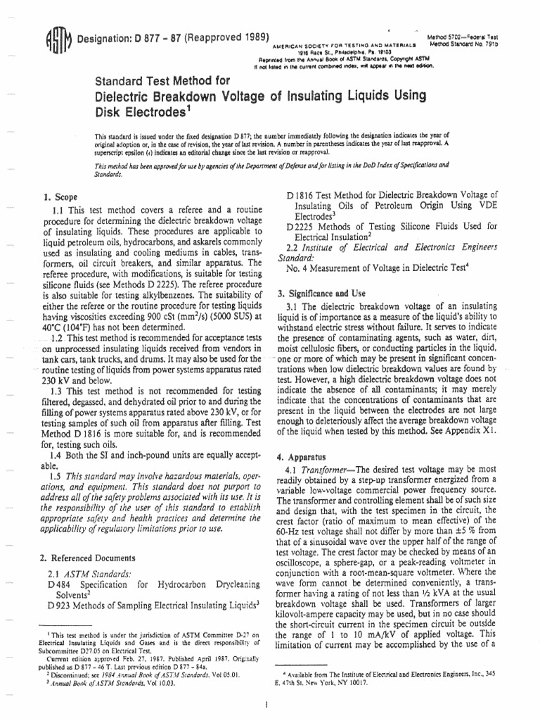 Astm D877-87 PDF | PDF