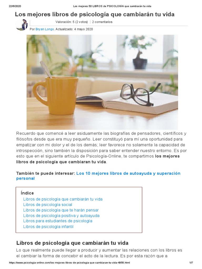 Los Mejores 50 LIBROS de PSICOLOGÍA Que Cambiarán Tu Vida | PDF ...