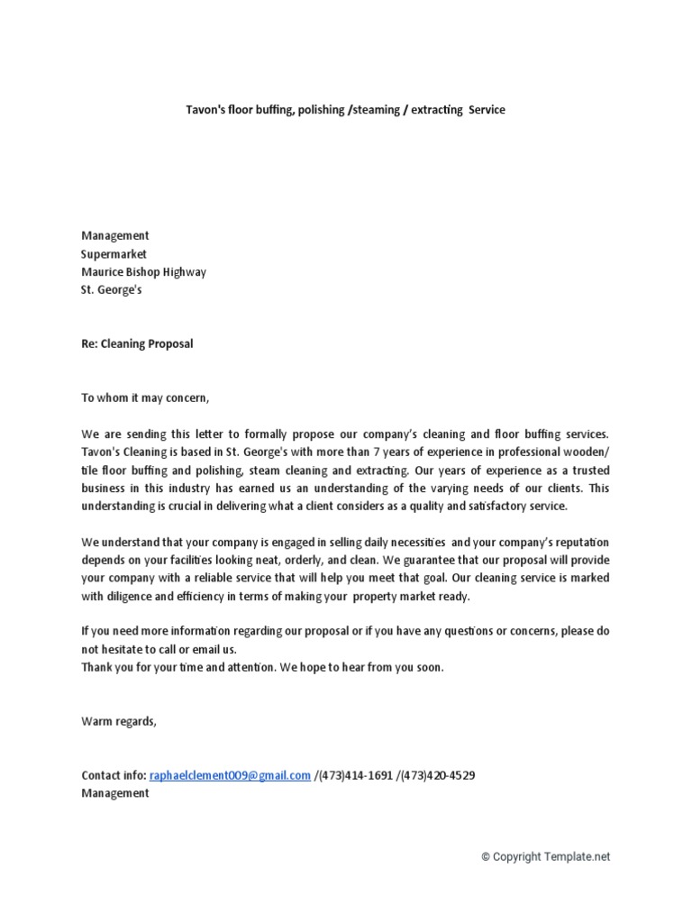Cleaning Proposal Letter | PDF