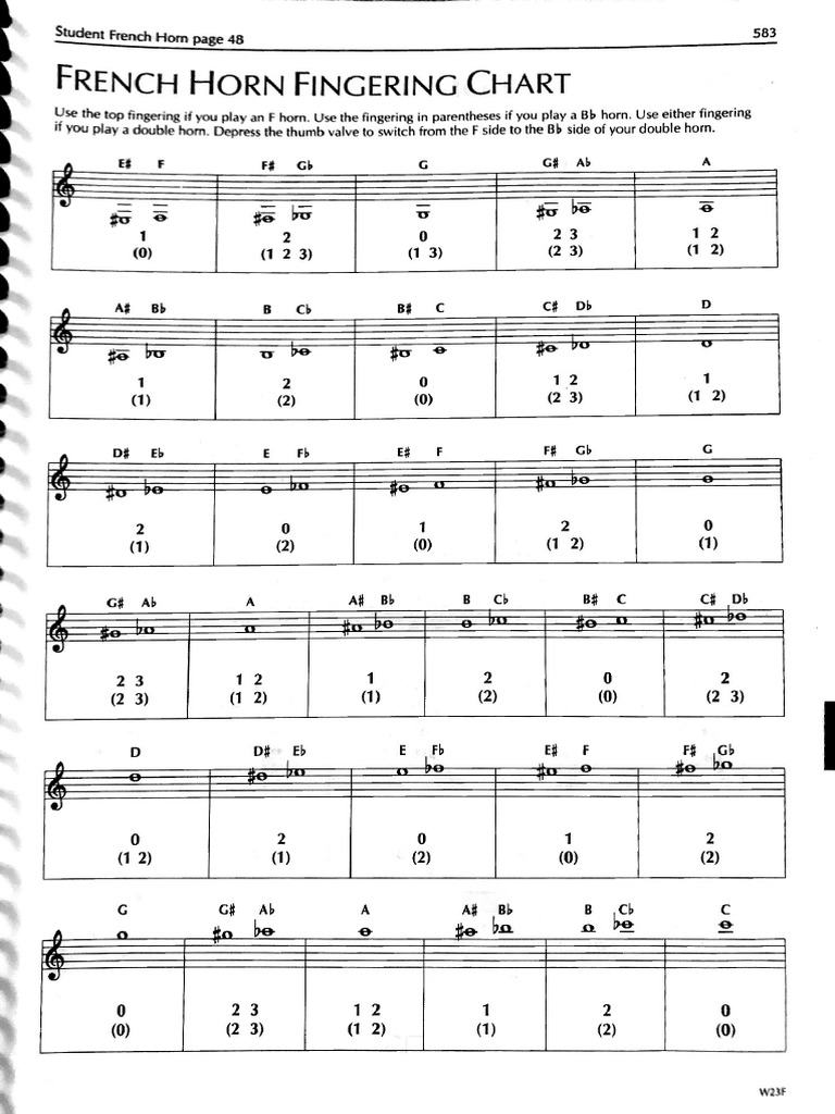 French Horn Fingering Chart | PDF