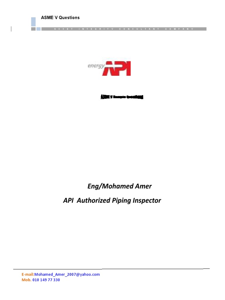 ASME V Non-Destructive Testing Questions | PDF | Radiography ...