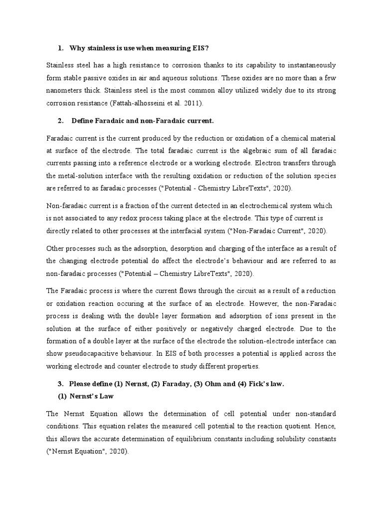 Polymer Electrochemistry Exercise | PDF | Voltage | Gibbs Free Energy