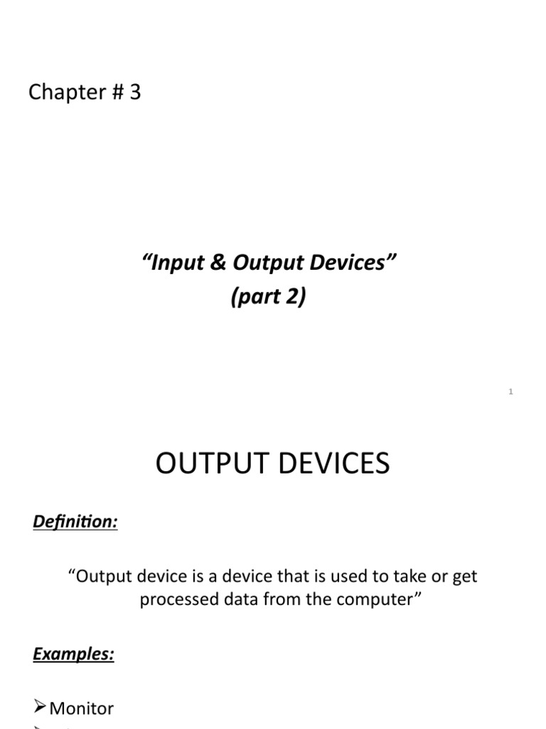 Chapter # 3: "Input & Output Devices" (Part 2) | PDF | Printer ...