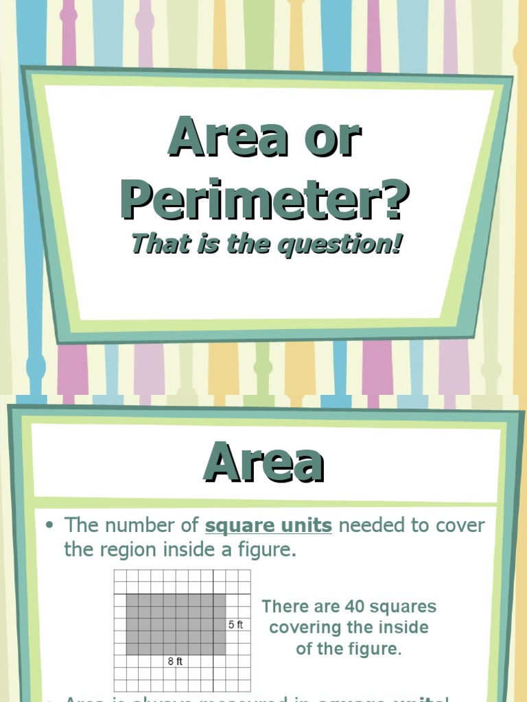 Area or Perimeter | PDF | Area | Geometry