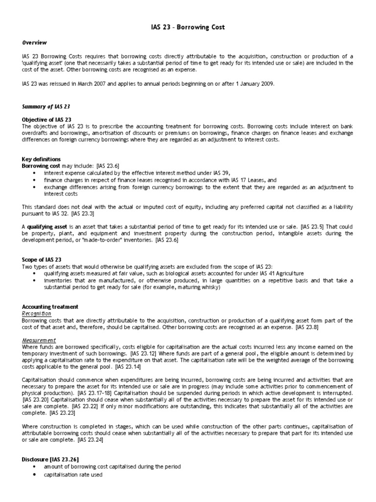IAS 23 - Borrowing Cost | PDF | Expense | Interest