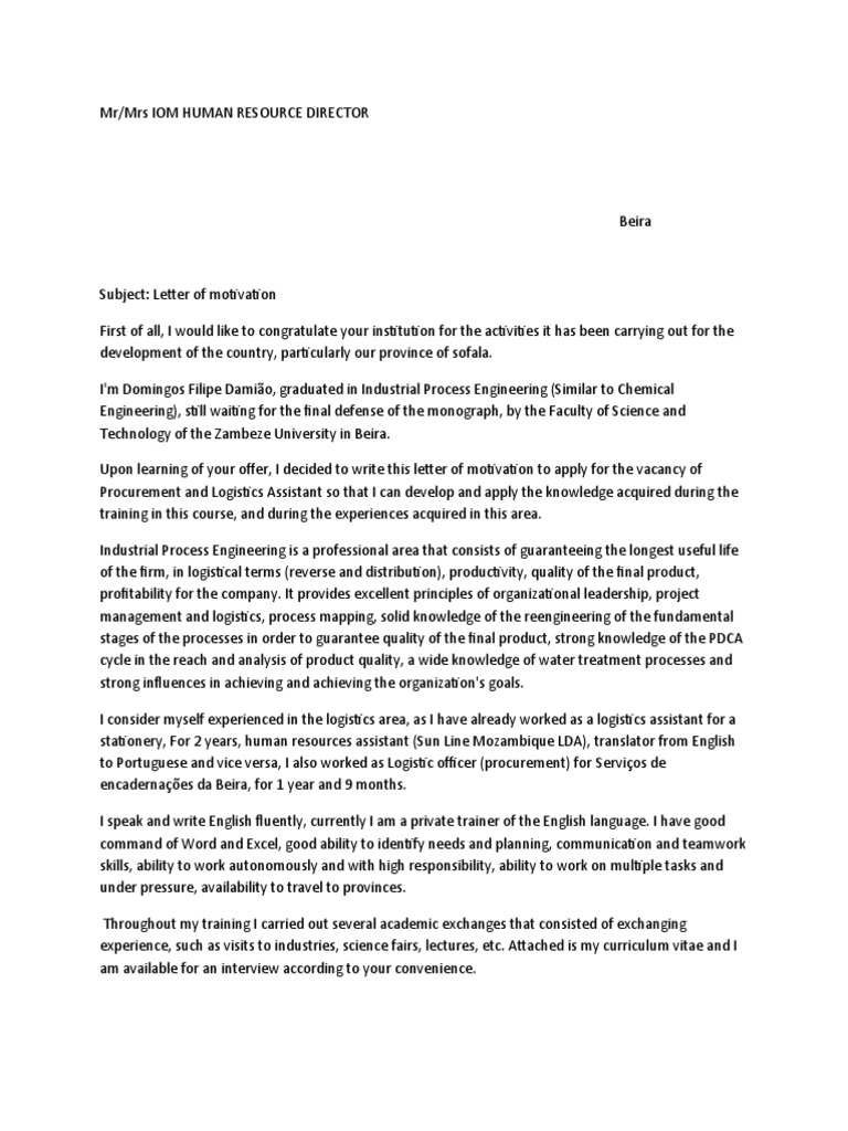 IOM Motivation | PDF | Logistics | Motivation